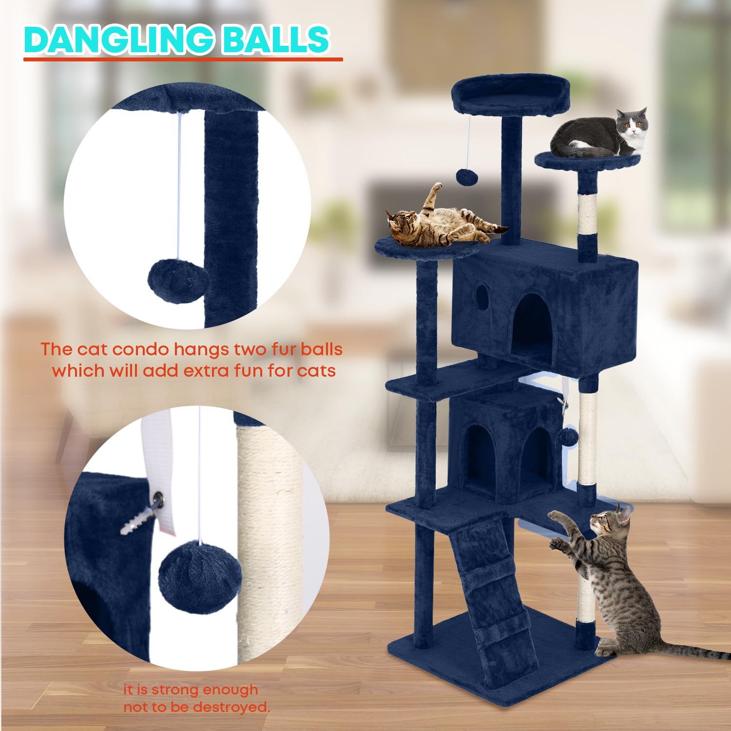 Snapklik.com : FDW Cat Tree 70in Cat Tower Multi-Level Durable Cat ...