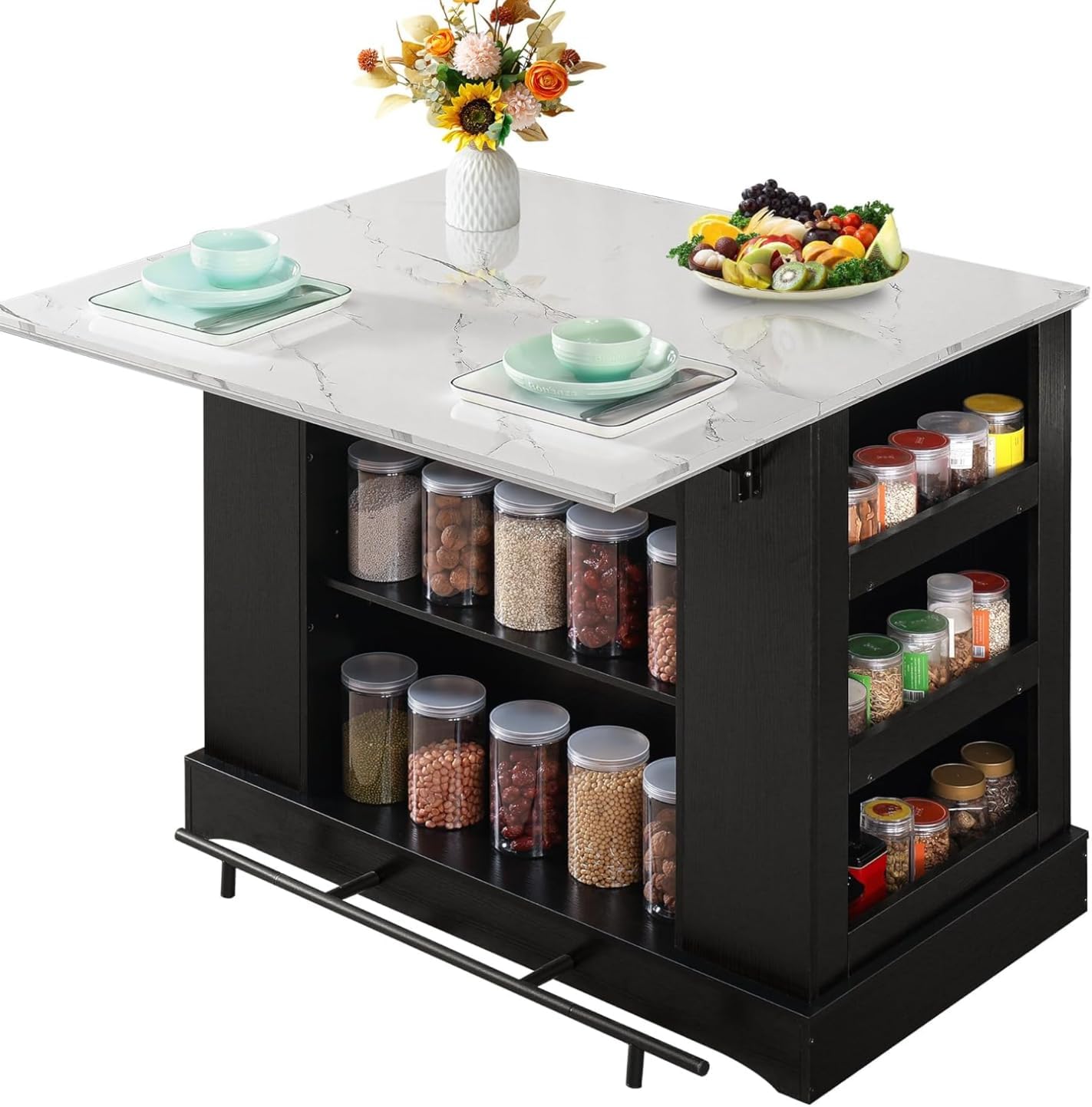 Amazon.com: FUSUNBAO Large Kitchen Island with Storage & Power Outlet ...