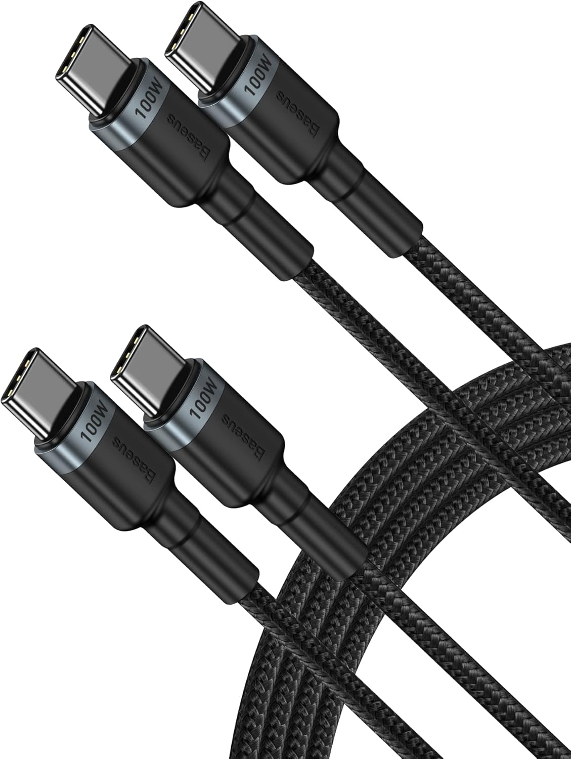 Amazon.com: Baseus USB C Cable, [2-Pack 6.6ft+6.6ft] 100W PD 5A QC 4.0 ...
