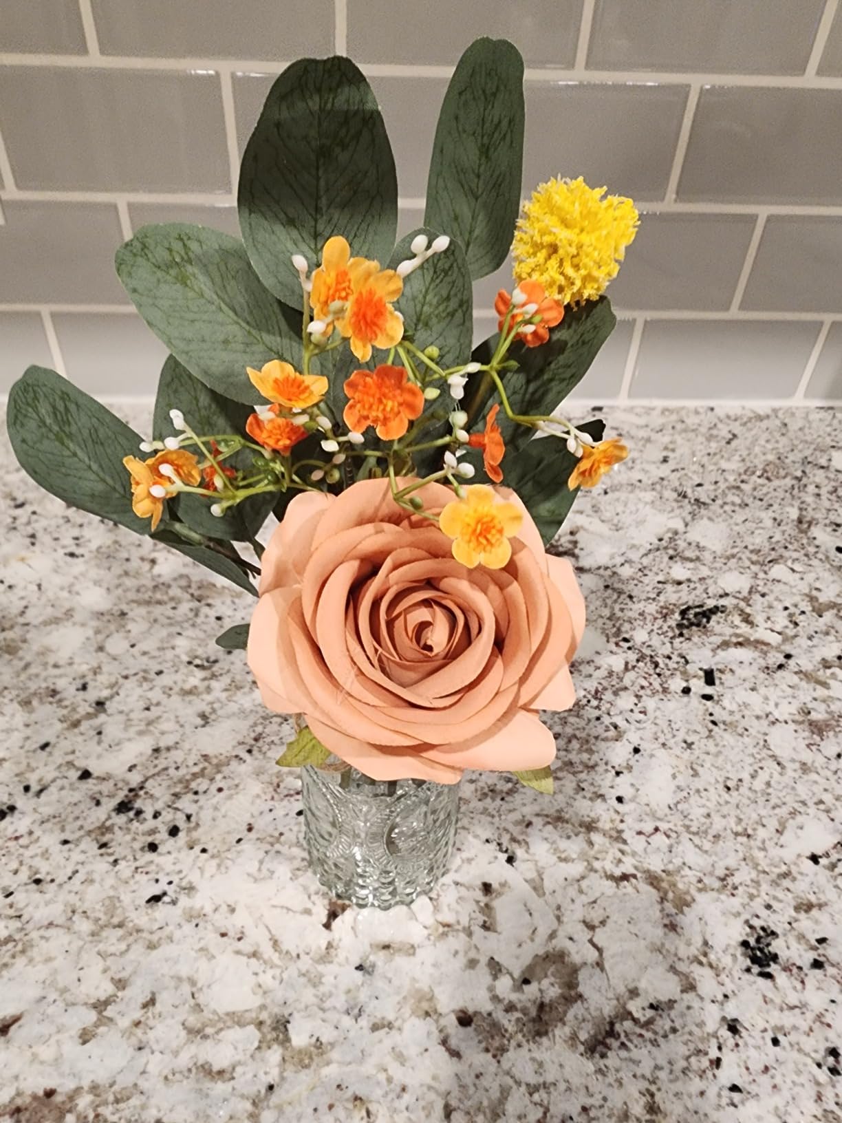 $3/mo - Finance YXZZWL Faux Flowers with Bud Vase,Mini Artificial Silk ...