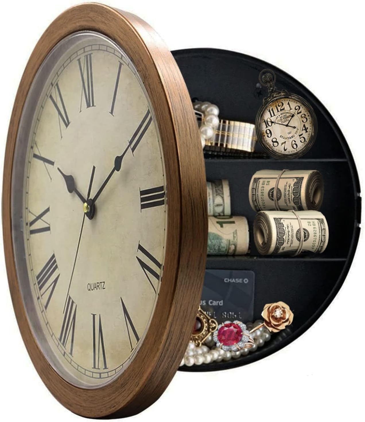 DL Wall Clock & Hidden Safe Box in One - 10inch Wall Safe Clock ...