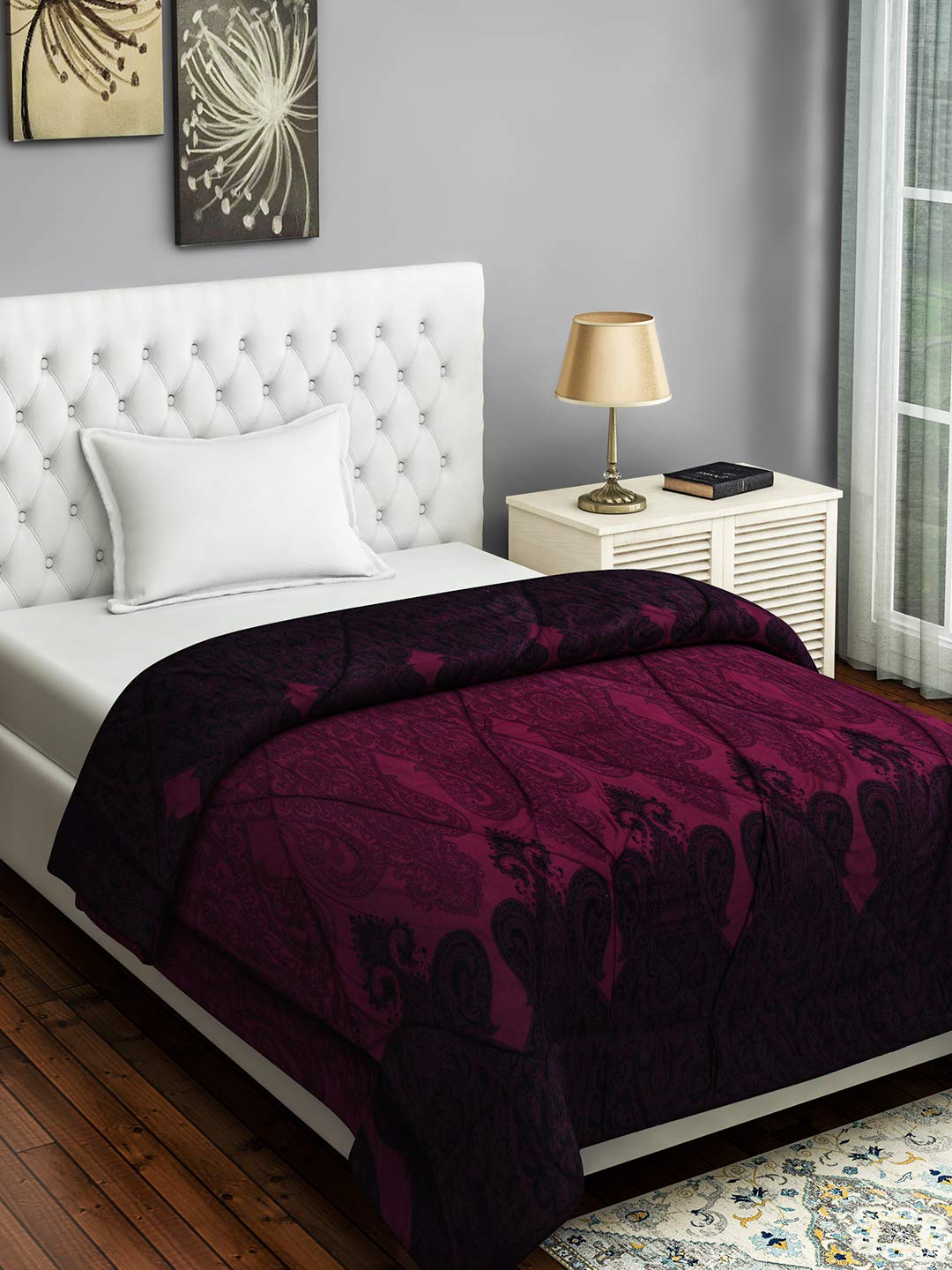 Swayam Pink and Blue Colour Motifs Single AC Comfortor : Amazon.in ...