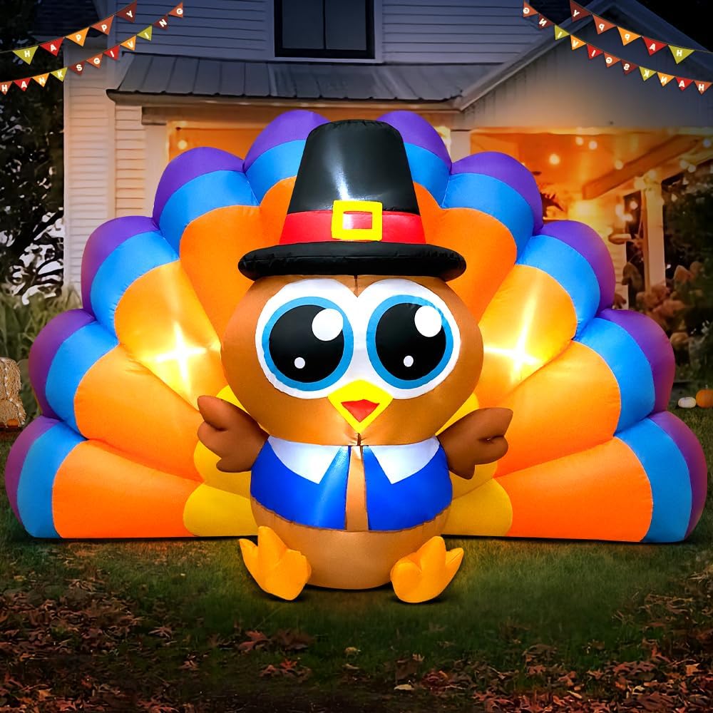 Amazon.com: Holidayana Thanksgiving Inflatables Large 10.5ft Happy ...