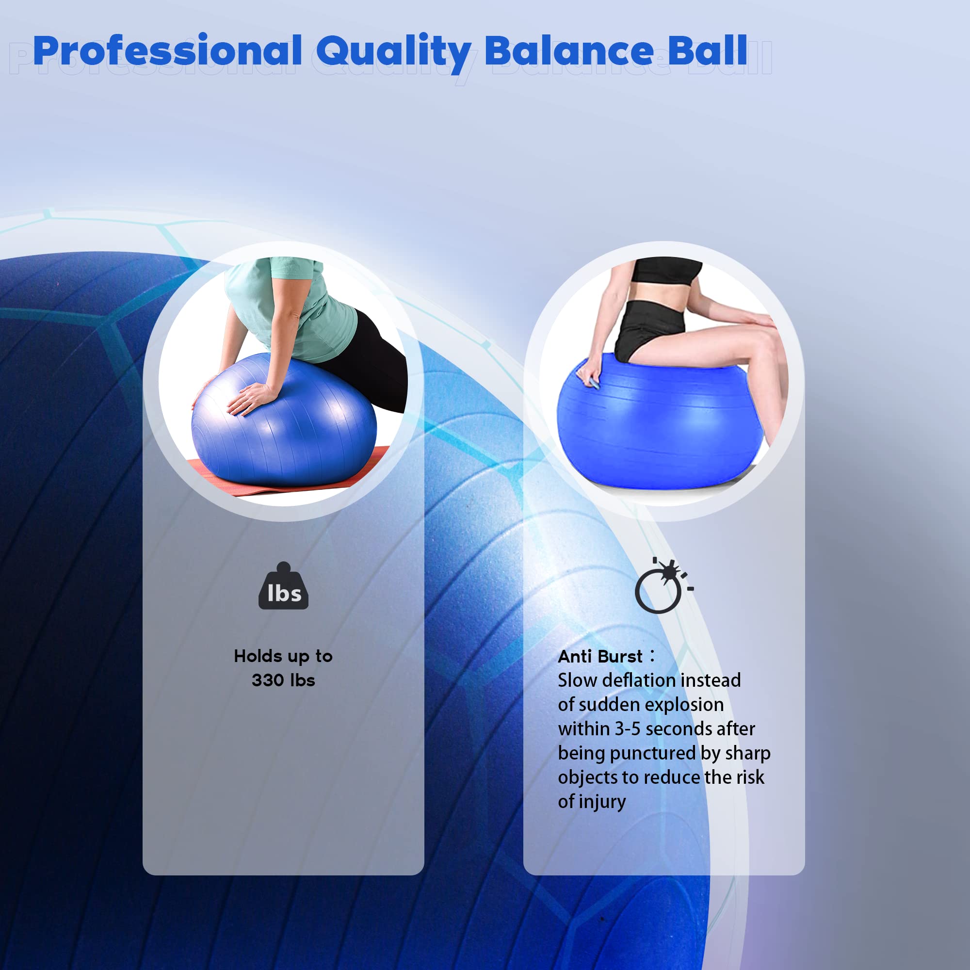 Snapklik.com : 24" Anti-Burst Yoga Ball, Stability Ball For Labor And ...