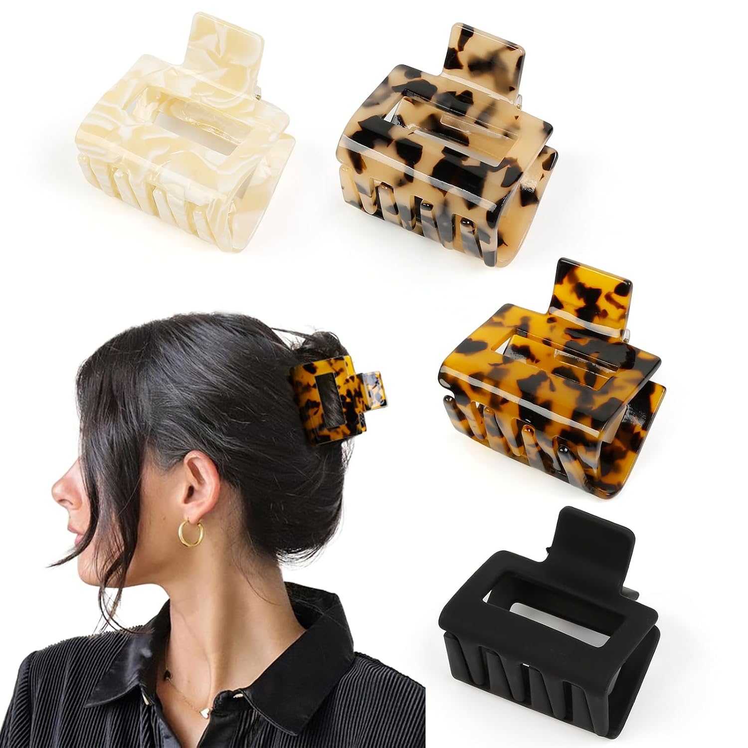 Amazon.com : TEBIEKOY Hair Claw Clips for Women 4Pcs 2" Small Claw ...