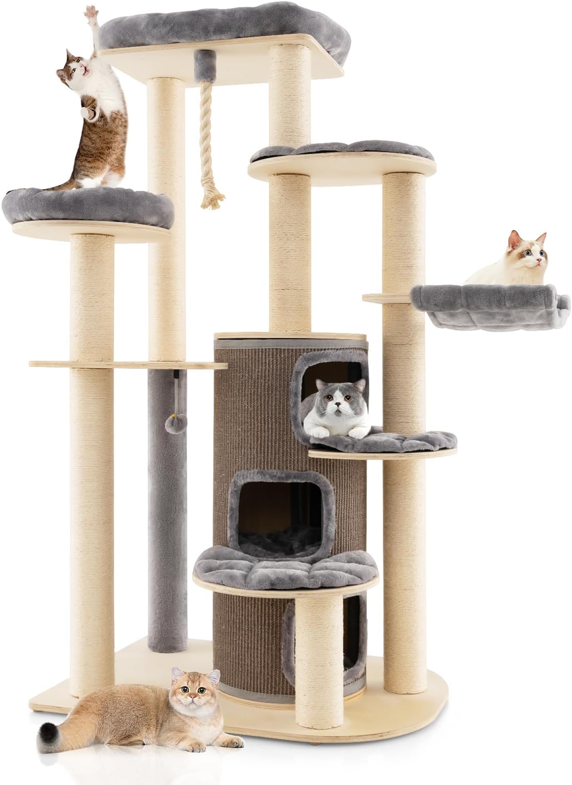Amazon.com : Tangkula 67 Inch Multi-Level Tall Cat Tree, 3-Story Cat ...