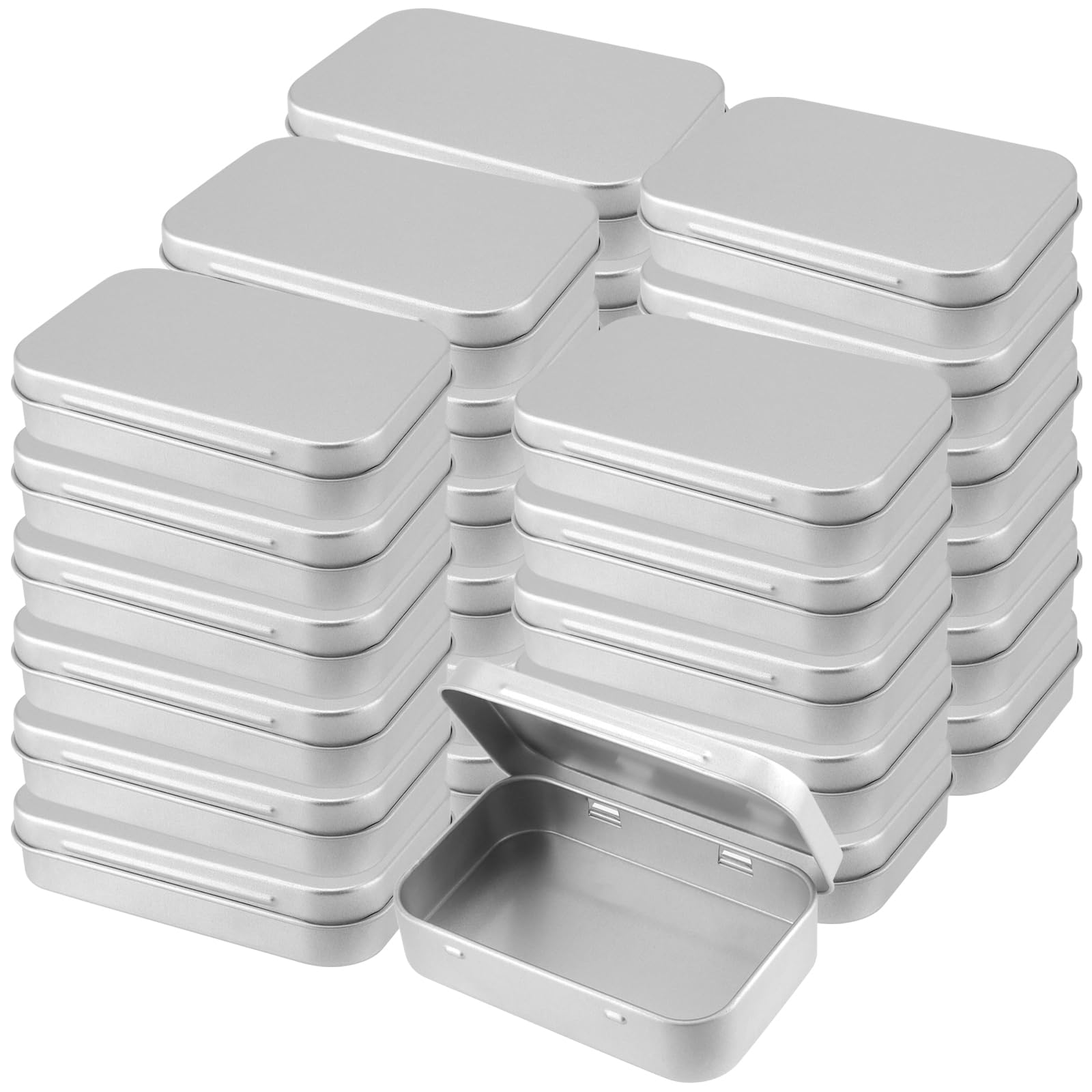 ZEONHAK 30 PCS Sliver Tin Box, 94 x 61 x 20mm Rectangular Tins, Metal ...