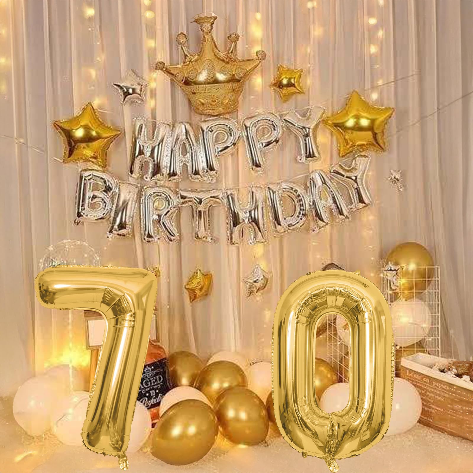 Snapklik.com : Gold Number 70 Birthday Balloons, 40 Inch Large Gold ...