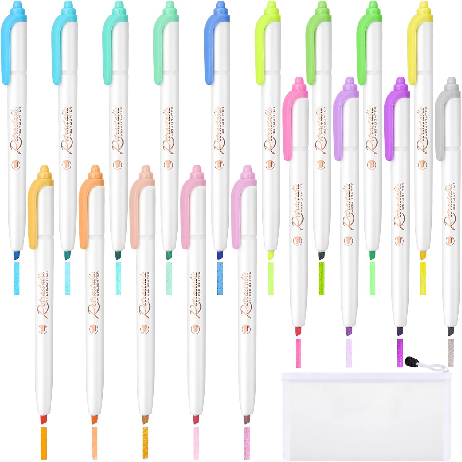 Amazon.com : 19 Pcs Retractable Highlighter Retractable Permanent ...