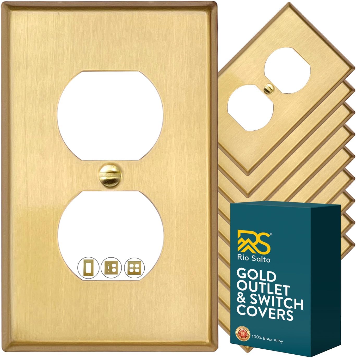 Rio Salto BRASS Metal Duplex Gold Outlet Cover Light Switch Cover Wall ...