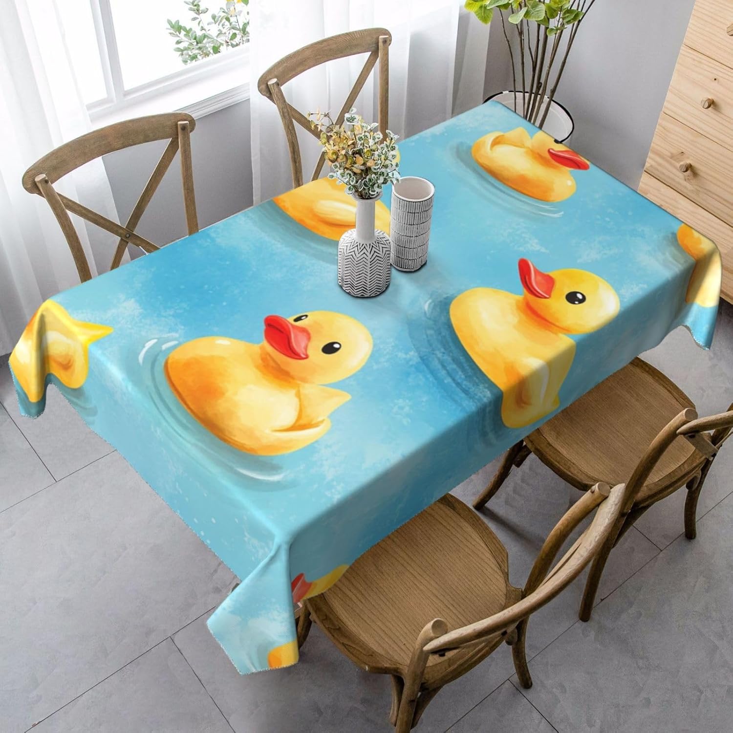 Amazon.com: haigof Yellow Rubber Duckies Tablecloth Rectangle Table ...