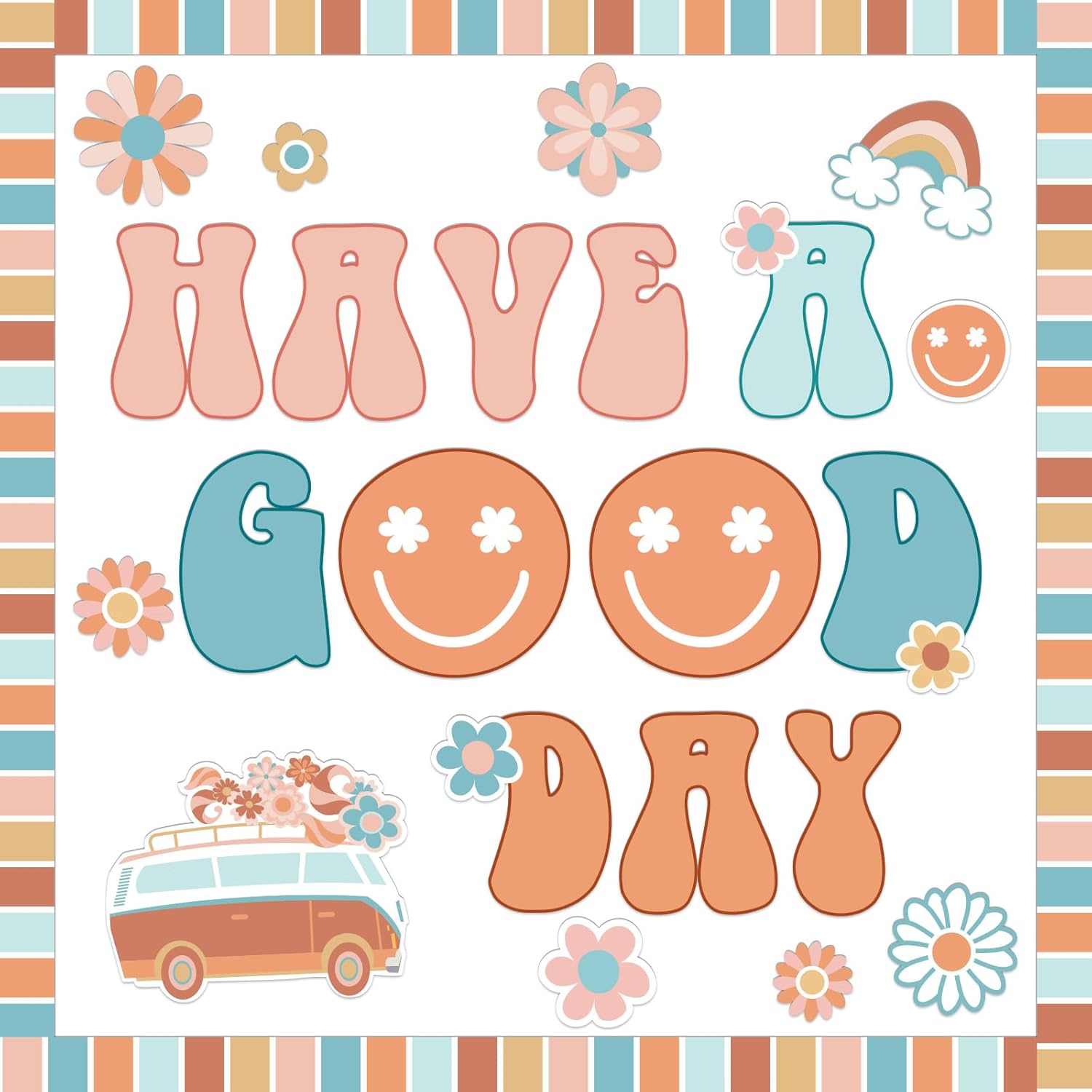 Amazon.com: ZOIIWA Groovy Retro Boho Bulletin Board Kit Groovy ...