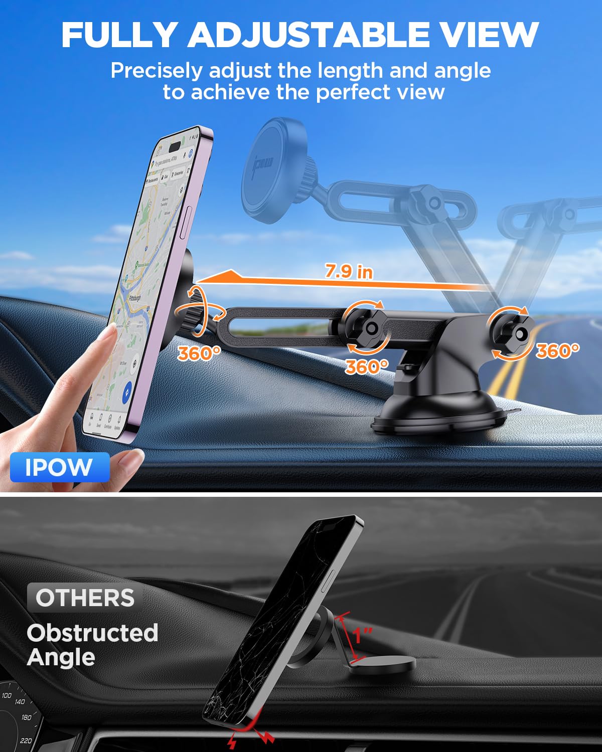 Snapklik.com : IPOW Magnetic Car Mount - Dashboard & Windshield Phone ...