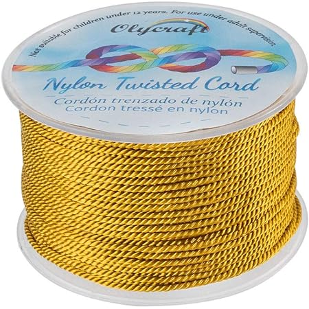 OLYCRAFT 50M 1mm twisted Satin Nylon Cord 3-Ply Goldenrod twisted Cord ...