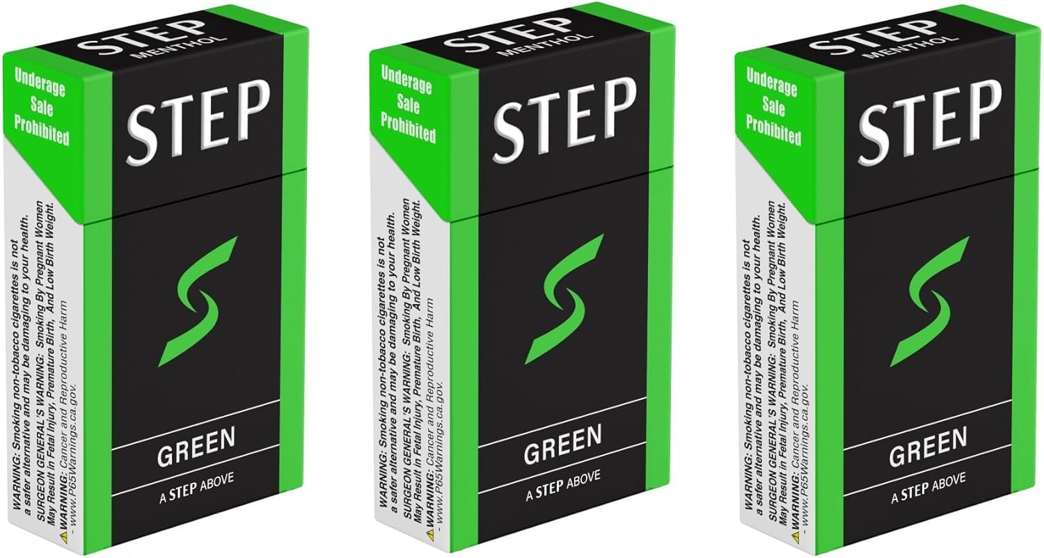 STEP Green Cool Menthol Herbal Cigarettes - Tobacco & Nicotine Free ...
