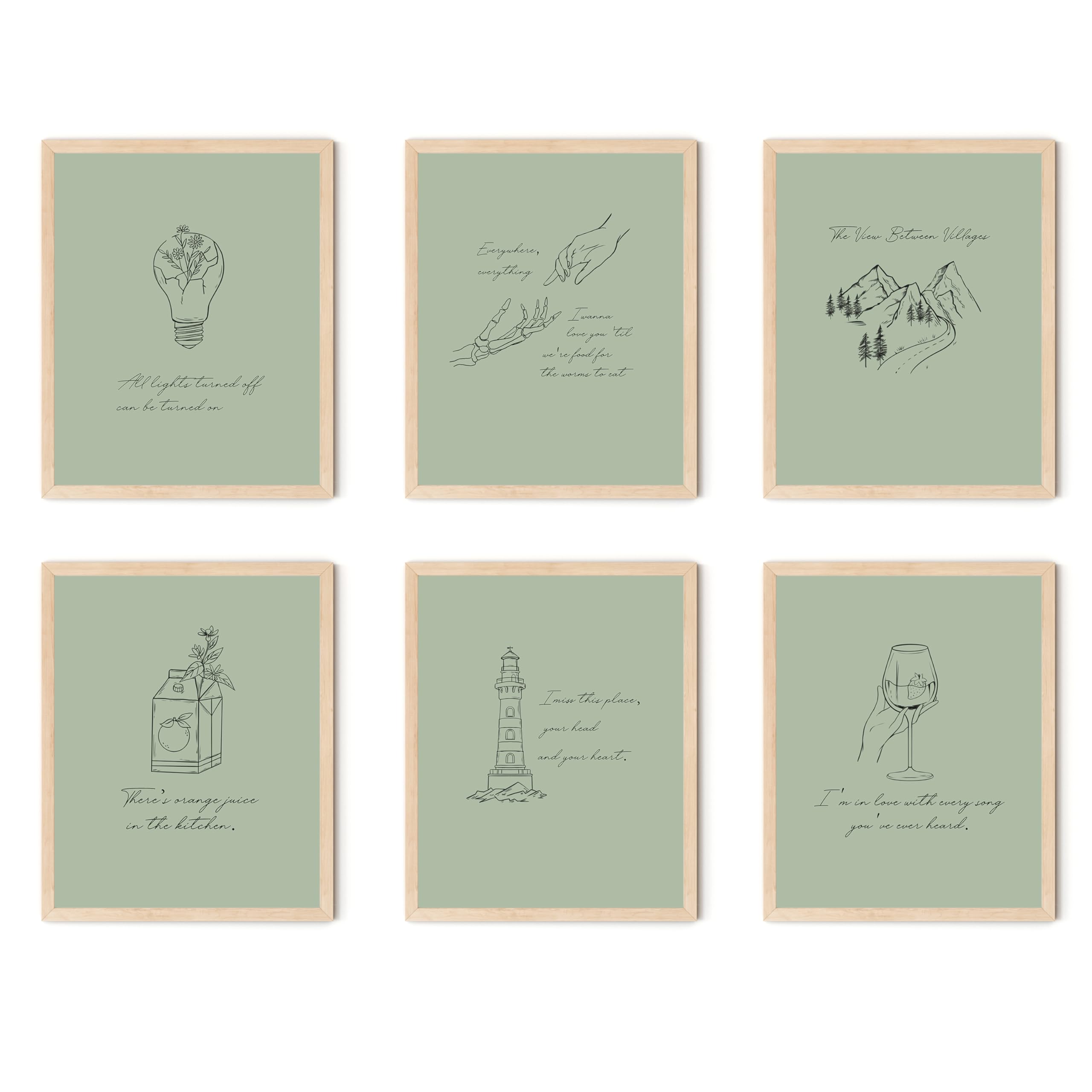 Amazon.com: TwoDays Folk Music Inspired Posters, Song Lyric Artwork ...