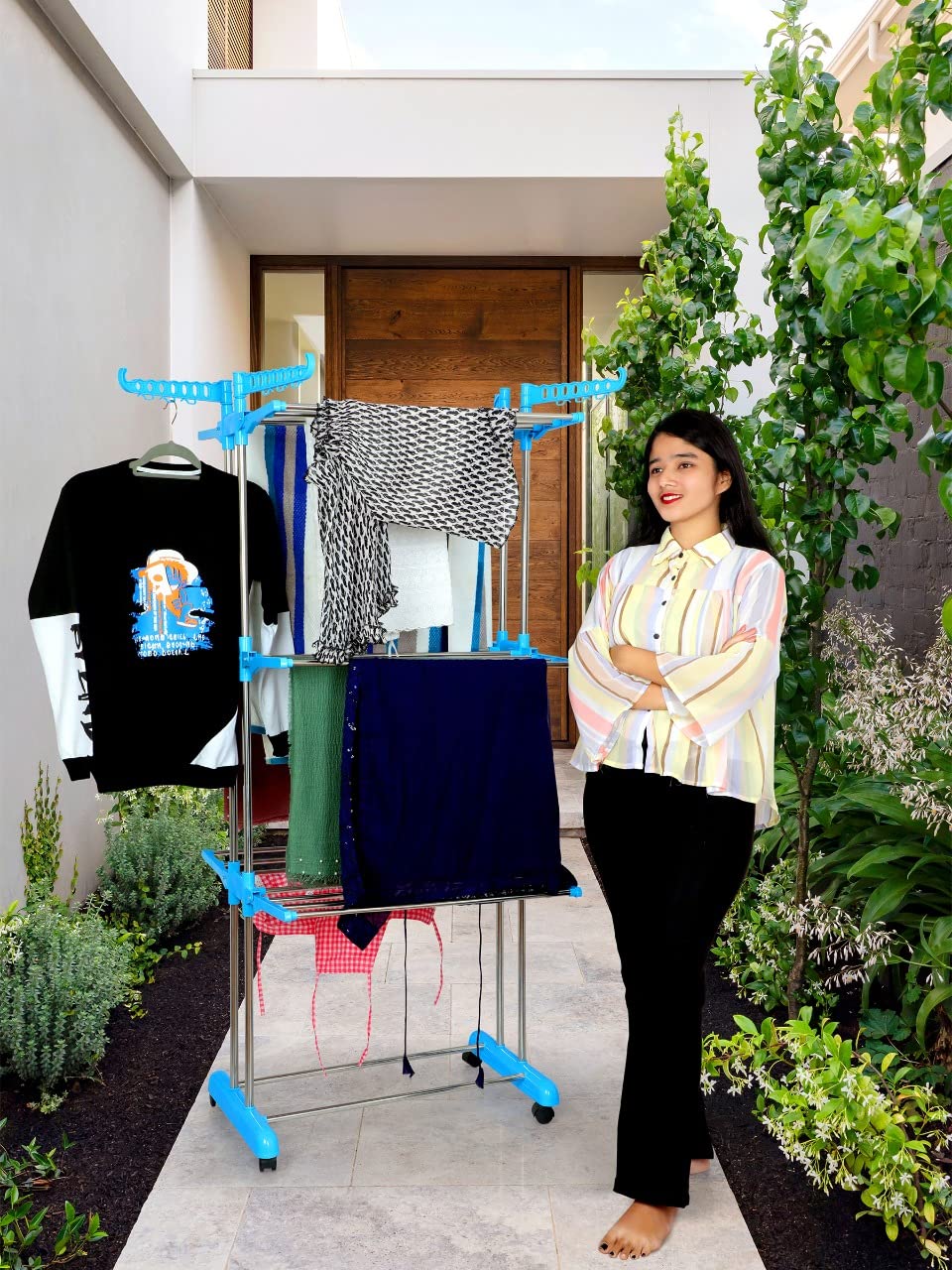 SUNDRY Premium Cloth Hanger Stand Clothe Drying Rack for Balcony Dryer ...