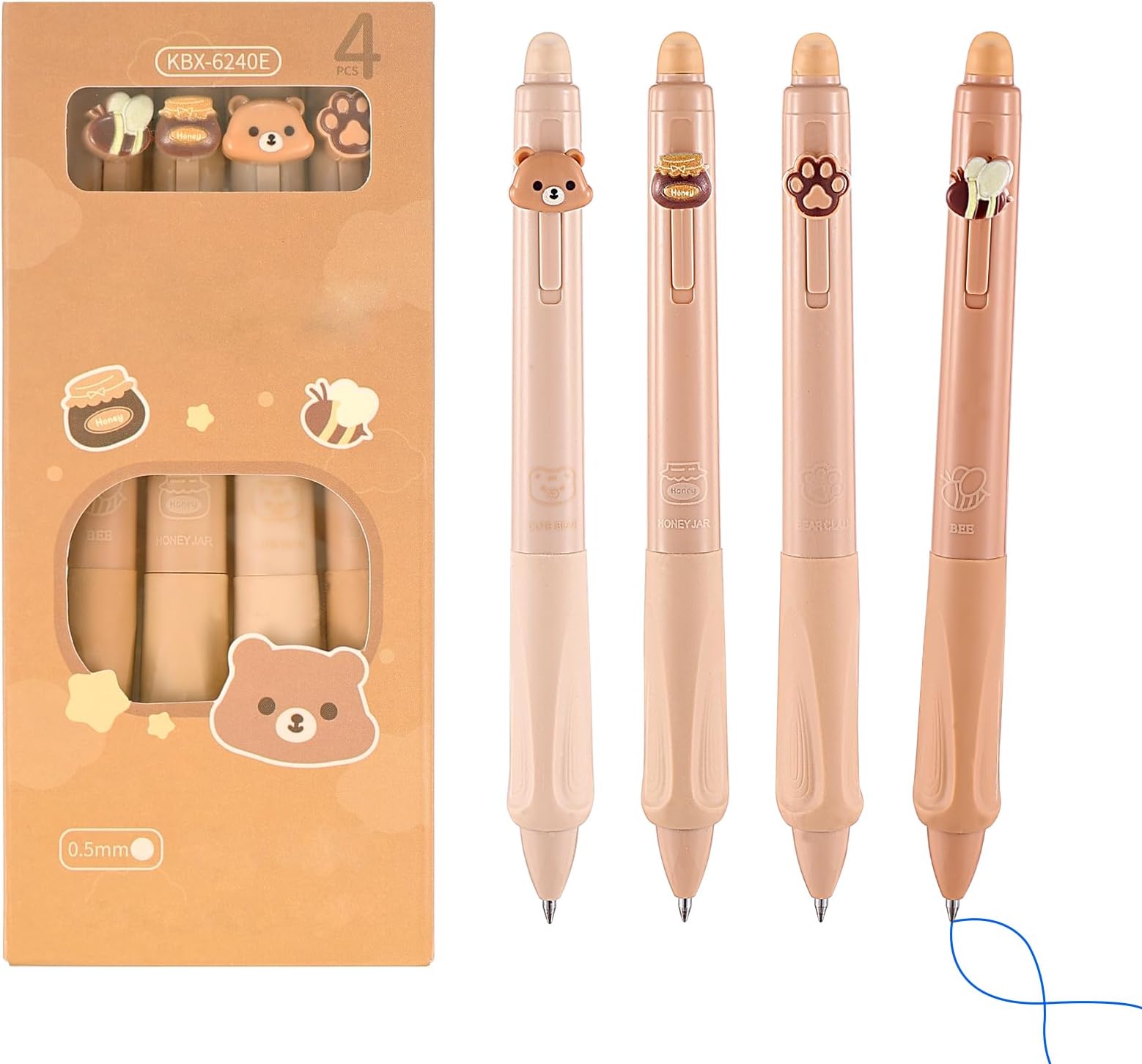 6PCS Erasable Pens Black With Panda Erasers, Panda Pen Cute Pen Rub Out ...