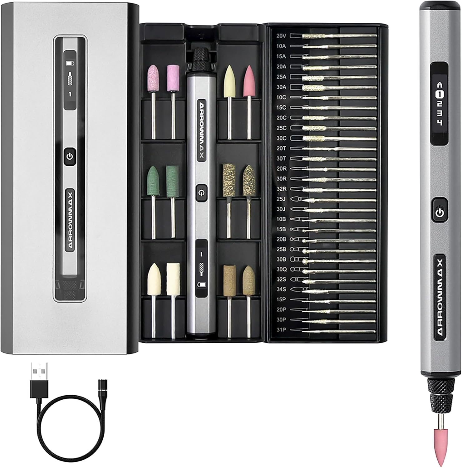 Amazon.com: Smart Electric Engraving Pen By AM ARROWMAX, HollowCup Motor, 42 Bits With Aluminum ...