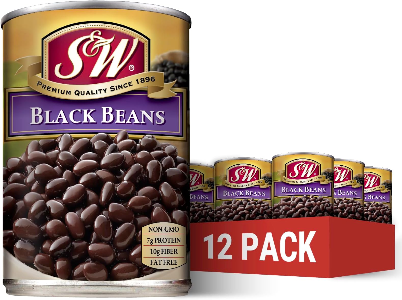 Amazon.com : S&W - Black Beans - 15 Oz. Can (Pack Of 12) : Grocery ...