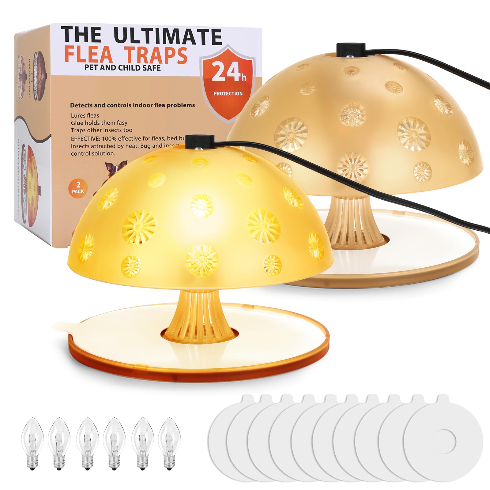 Amazon.com : Flea Traps for Inside Your Home, 2 Pack Mushroom Flea Trap ...