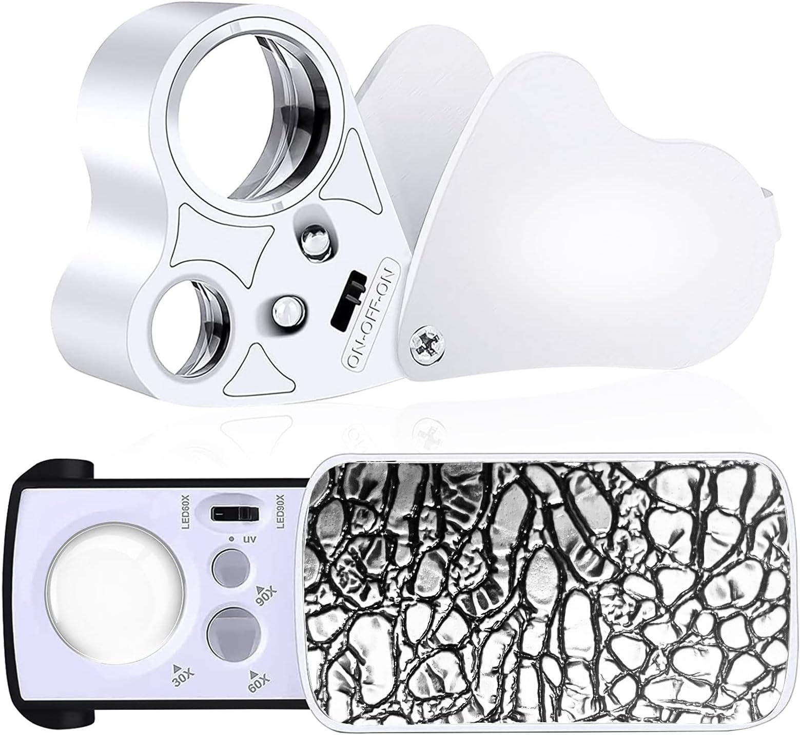 Amazon.com: Sedovnou 2 Pcs Jewelers Illuminated Loupe Magnifier, 30X ...