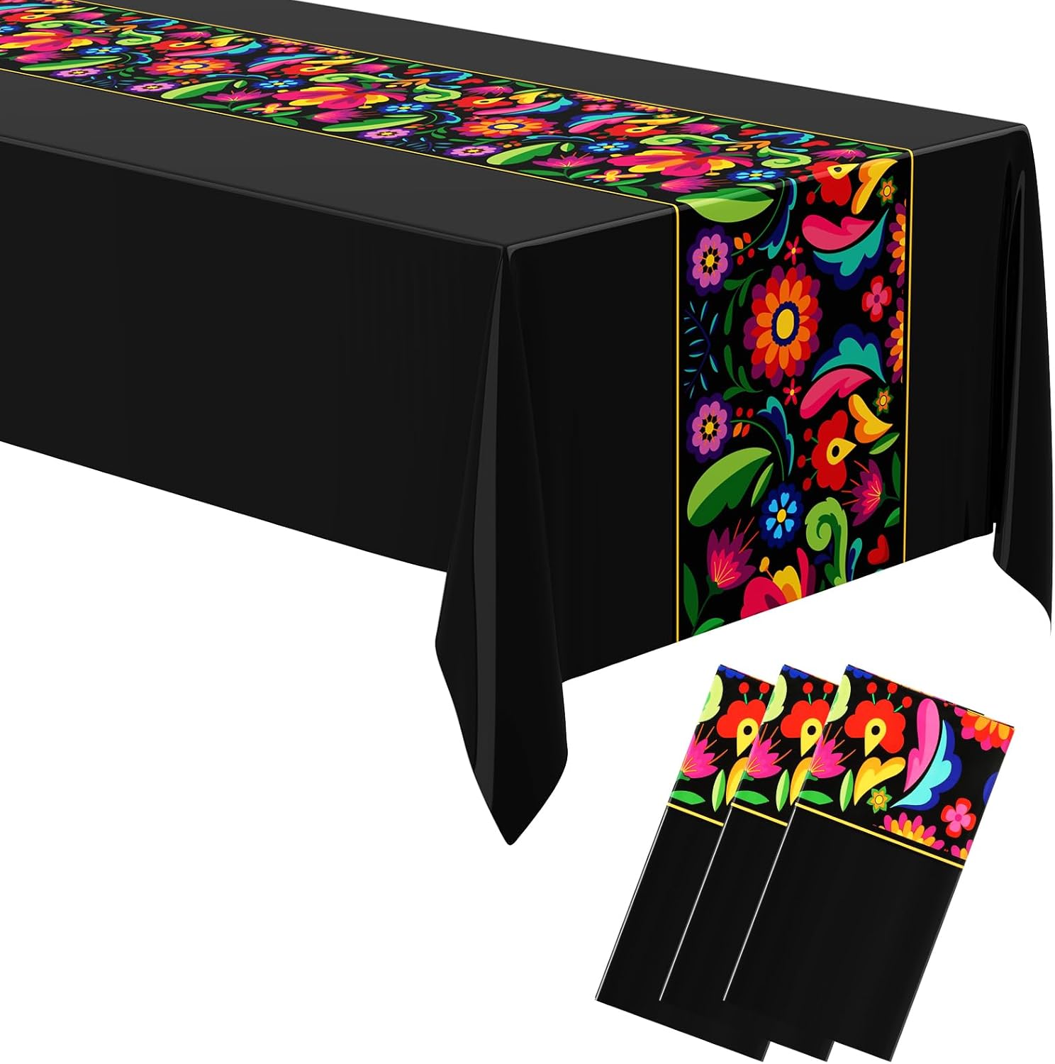 Amazon.com: Oudain 3 Pcs Fiesta Tablecloth 108 x 54 Inch Plastic ...