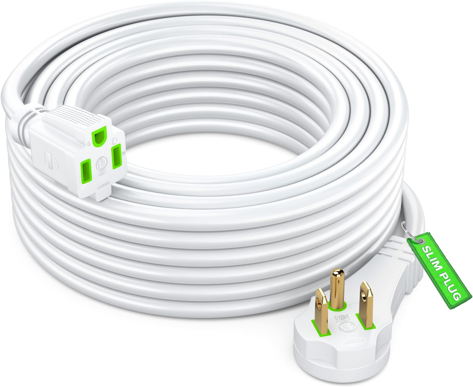 Elecan Flat Plug Extension Cord 25 Ft with Slim Space-Saving Plug ...