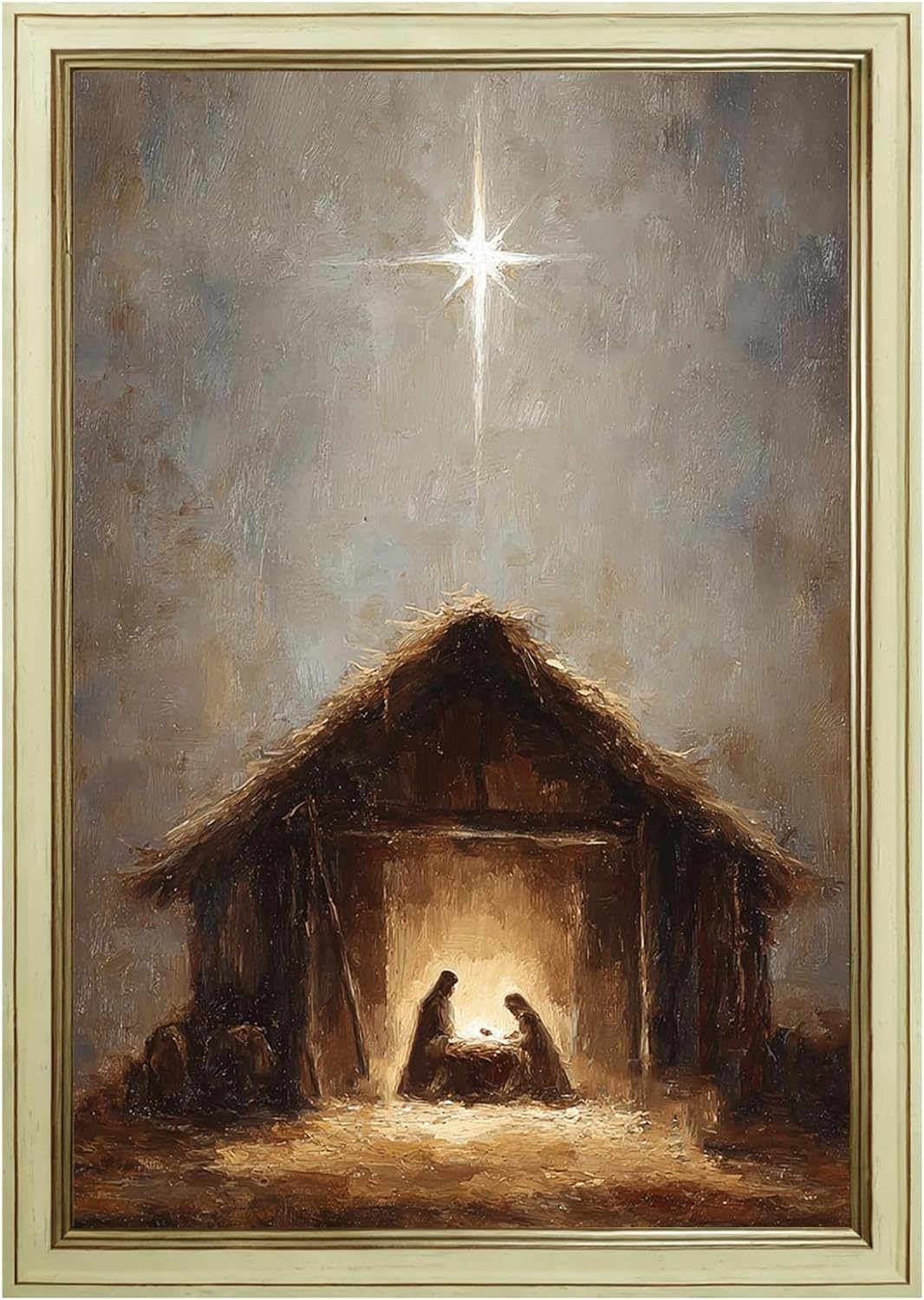 Amazon.com: Vintage Christmas Nativity Manger Wall Art Religious Canvas ...