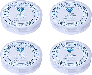 4 Rolls 0.8mm Crystal String Stretch Line,Clear Nylon Thread Invisible String Transparent ...