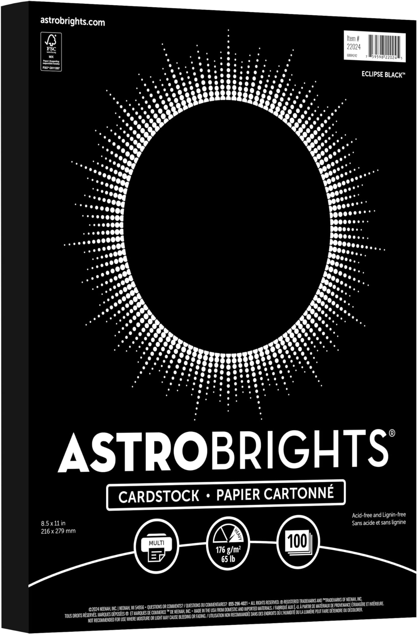 Neenah Astrobrights Color Cardstock, Letter 8.5 x 11 Inches, 65 Pound ...