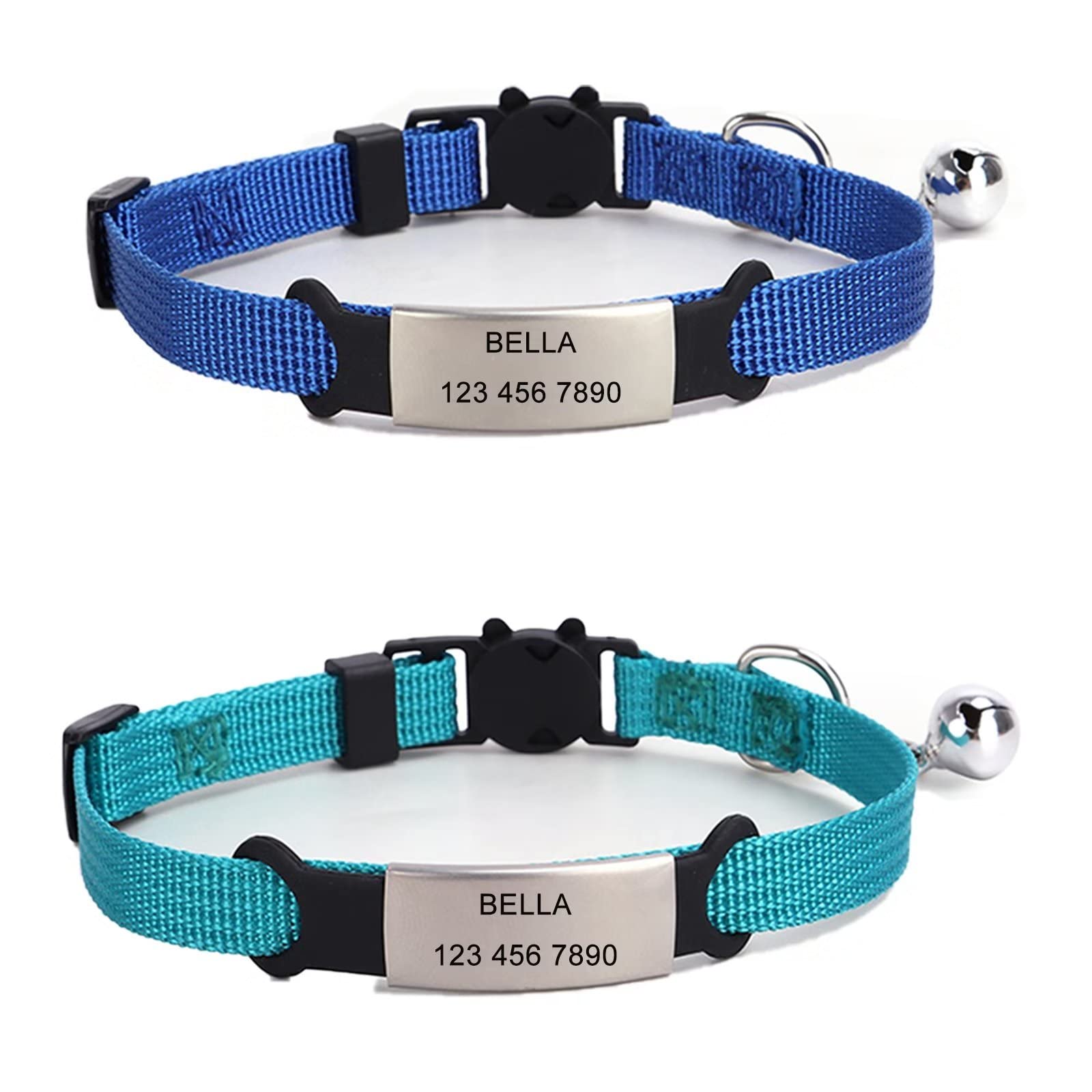 Pet Supplies : Rising paw 2 Pack Personalized Cat Collar with Cat ID ...