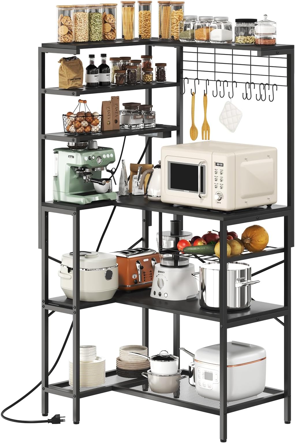 Amazon.com - IRONCK Bakers Rack with Power Outlet, 5-Tier Corner ...