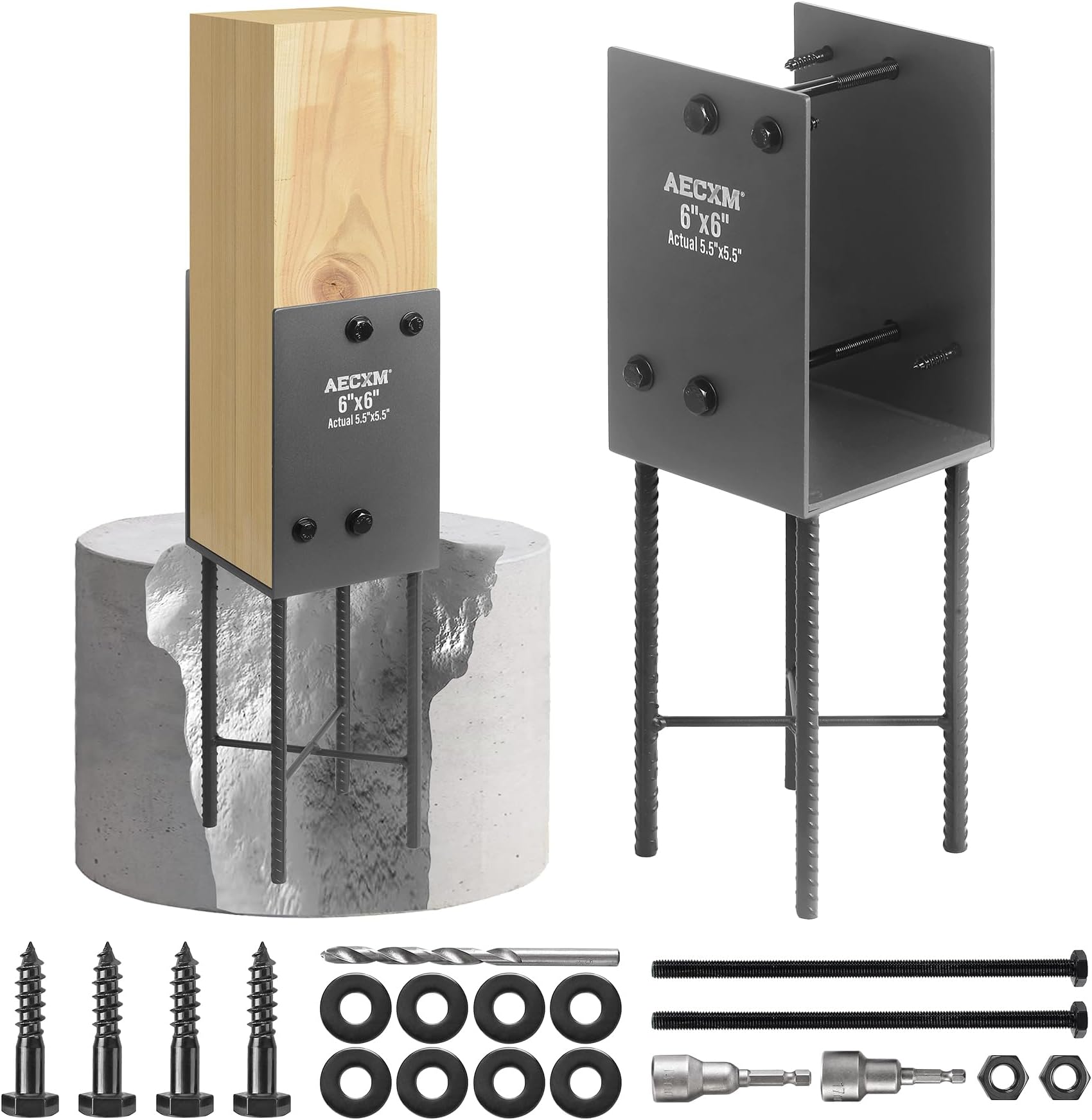 Nrspp 6x6 Concrete Post Anchor 4 Pcs (Inner Dia 5.6“x5.6“)U Shape Fence ...