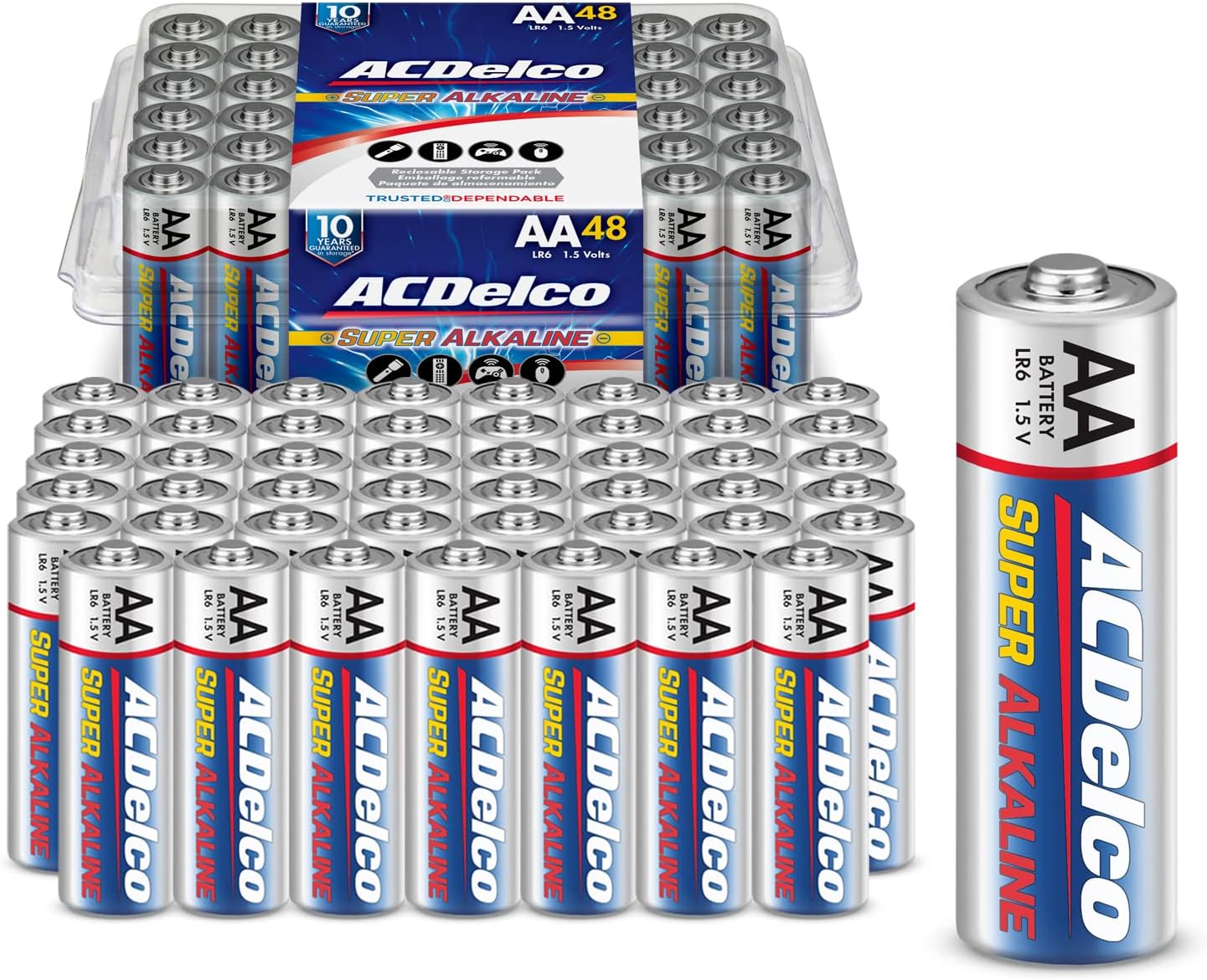 ACDelco 48-Count AA Batteries, Maximum Power Super Alkaline Battery, 10 ...