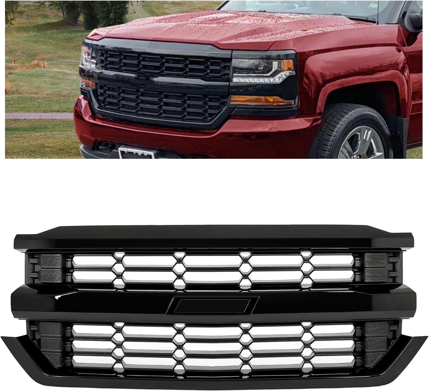 Amazon.com: TOPIZONE Front Bumper Grille Grill Gloss Black Painted ...