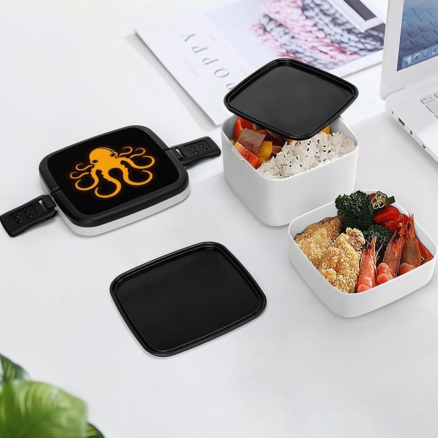 Yellow Octopus Lunch Box Portable Bento Box Food Container Bento ...