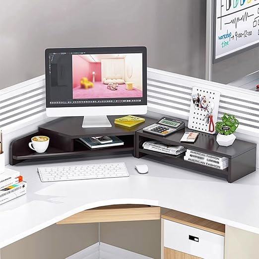 Amazon.com: Ergonomic Corner Monitor Stand Riser, Desktop Corner Shelf ...