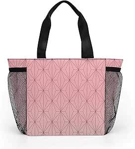 Amazon.co.jp: Demon Blade Lunch Bag, Nezuko, Hemp Leaf Pattern, Pink ...