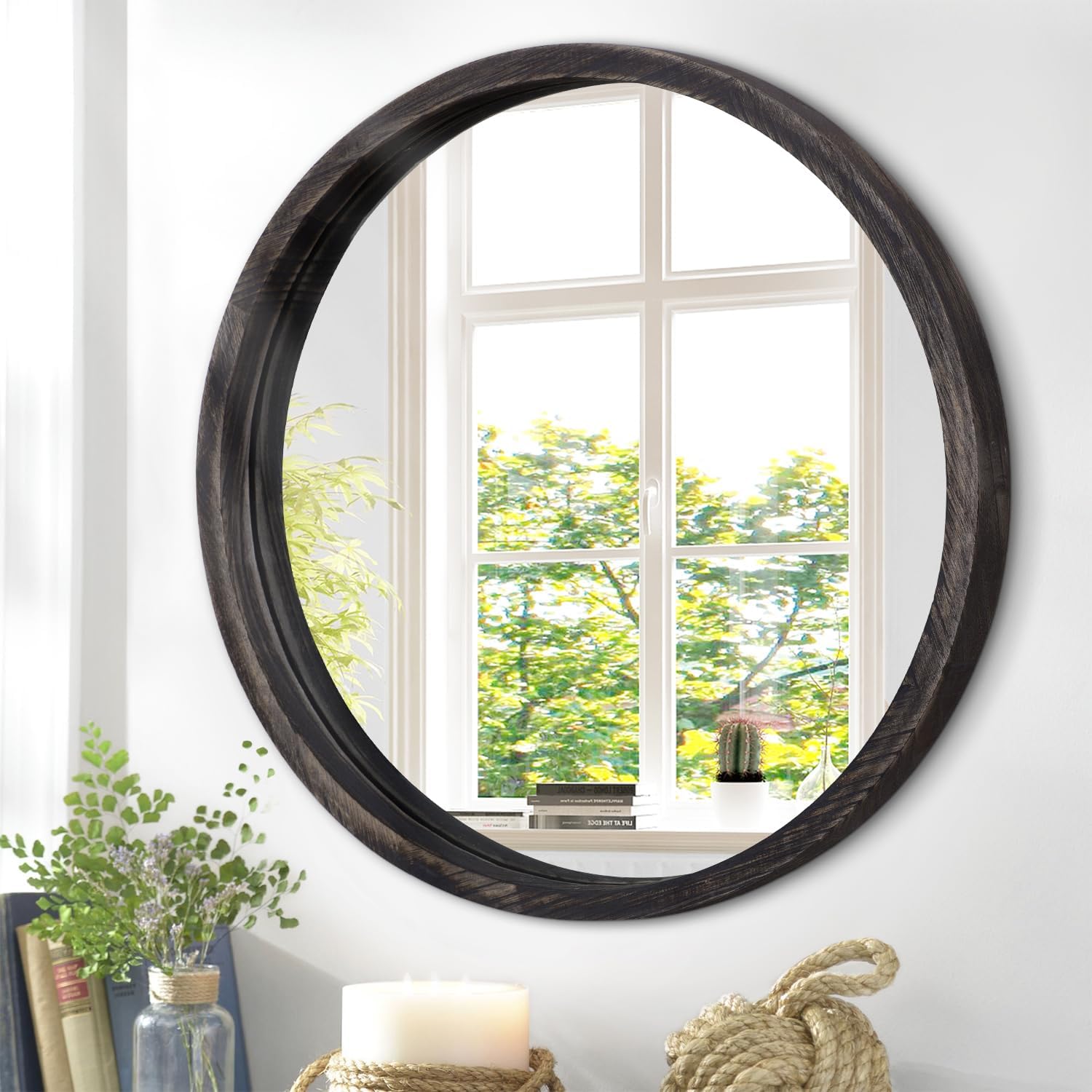 Amazon.com: JJUUYOU Round Wall Mirror Circle Mirror for Bathroom, Small ...