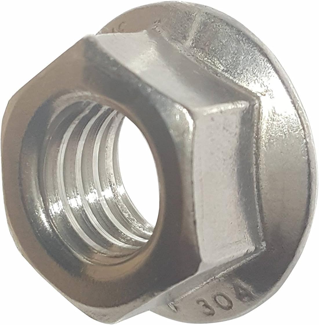 Amazon.com: 1/4-20 Serrated Flange Hex Lock Nuts, Stainless Steel 304, Bright Finish, Quantity ...