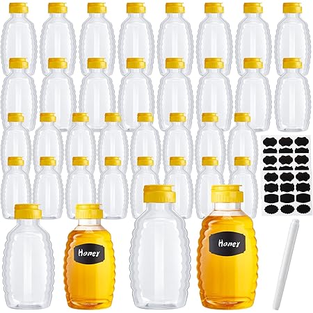 Amazon.com: 24 Pcs Clear Plastic Honey Bottles Plastic Skep Style Jar ...