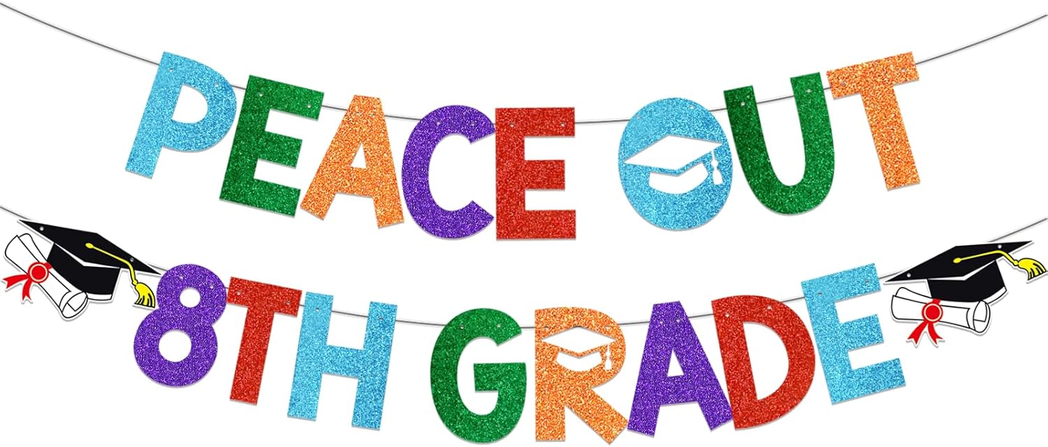 Amazon.com: Peace Out 8th Grade Banner 8th Grade Graduation Banner 8th ...