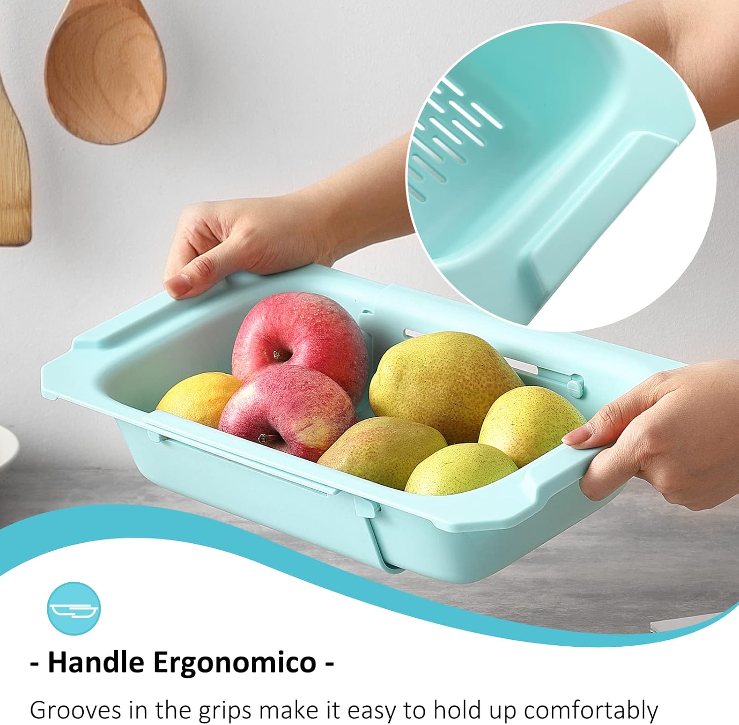 Buy Extendable Colander, CHASUNG Colander Strainer Basket Over The Sink ...