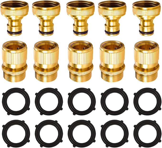 Amazon.com: Haploon Garden Hose Quick Connector, Solid Brass Quick ...