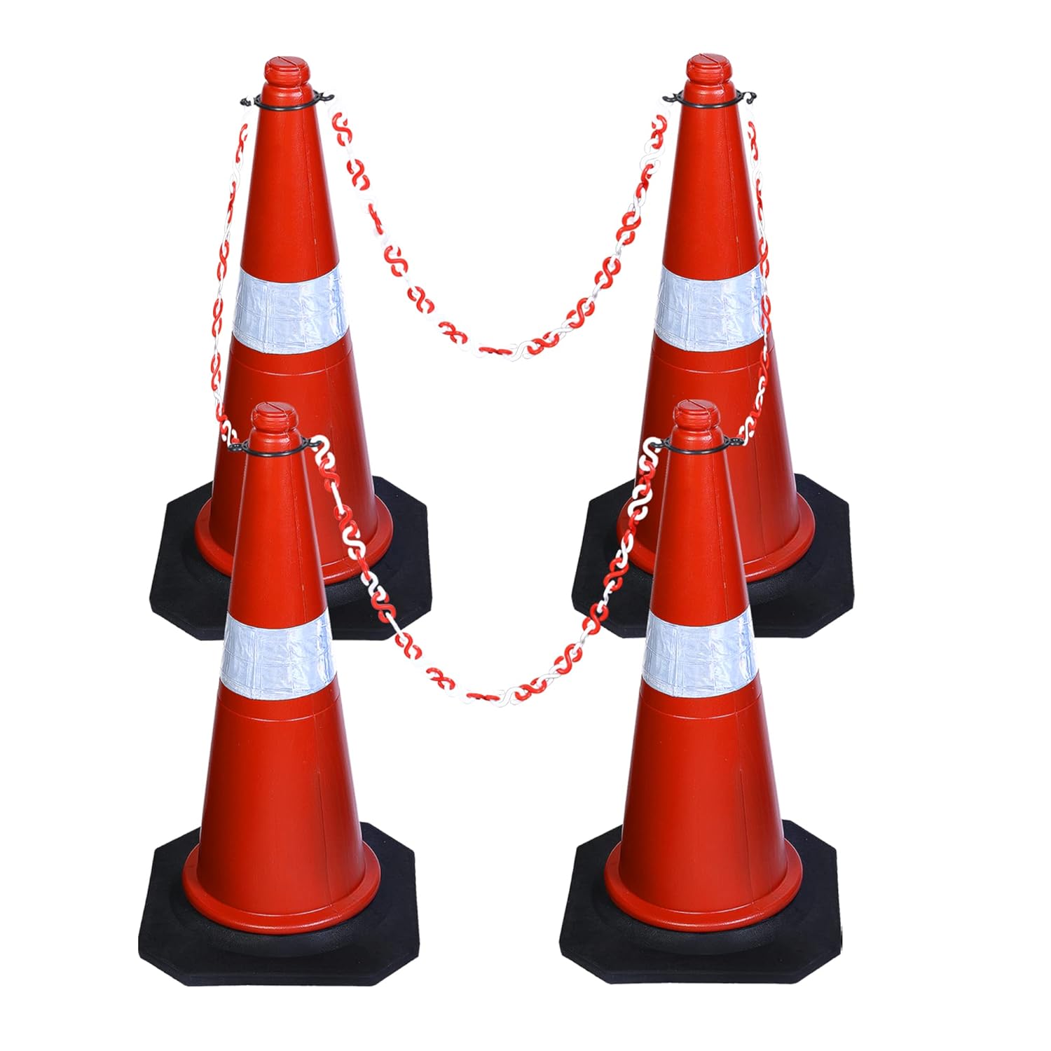 ABS INDUSTRY Safety Cones 4 Cones with 4 Meters S Hook Safety Chain and ...