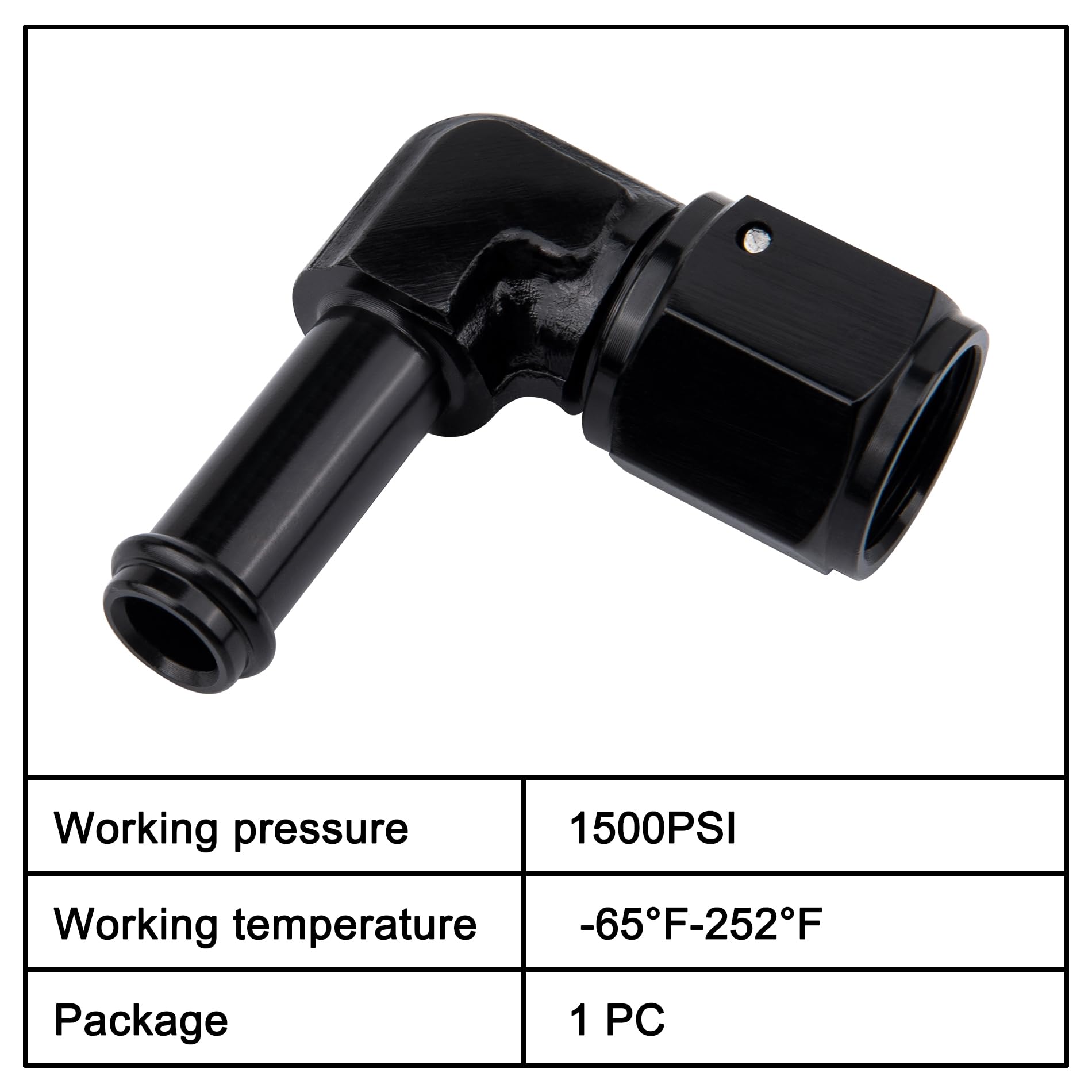 Snapklik.com : 8AN Female To 1/2 Barb Hose Fitting 90 Degree Swivel
