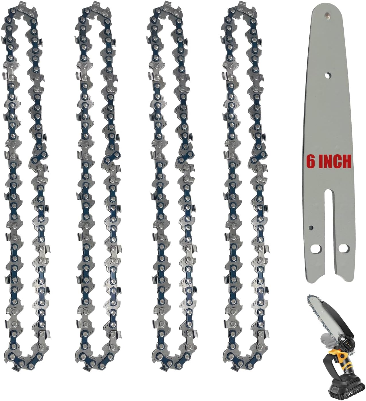 Amazon.com: Socpuro 6 Inch Chainsaw Chain Replacement Set, 4 Pack ...