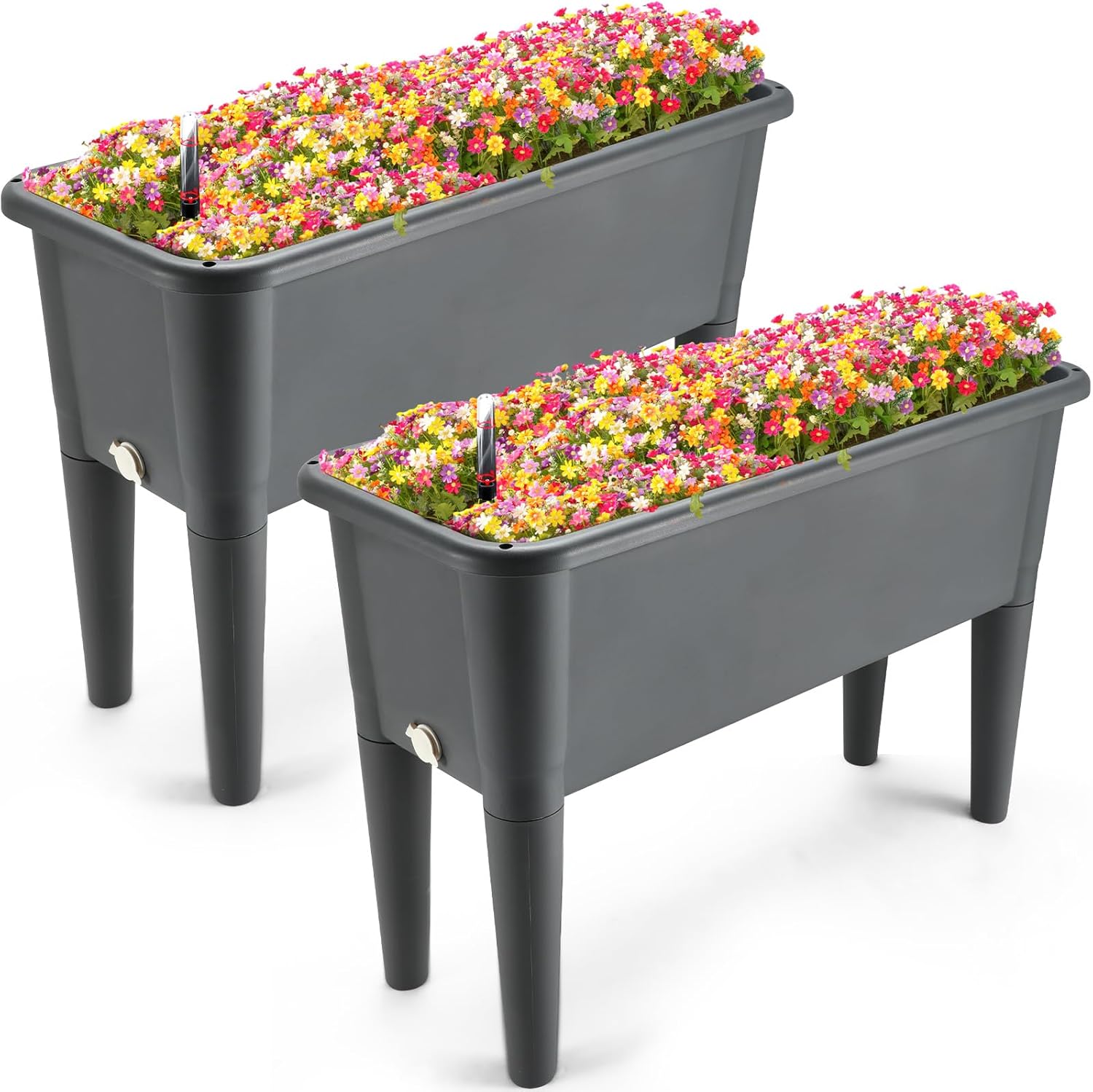 Amazon.com: Yungyan 2 Pcs 13.2 Gallon Raised Garden Bed Plastic Planter ...