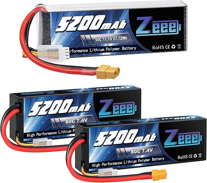 Amazon.com: Zeee 3S Lipo Battery 5200mAh 11.1V 50C Soft Pack Battery ...